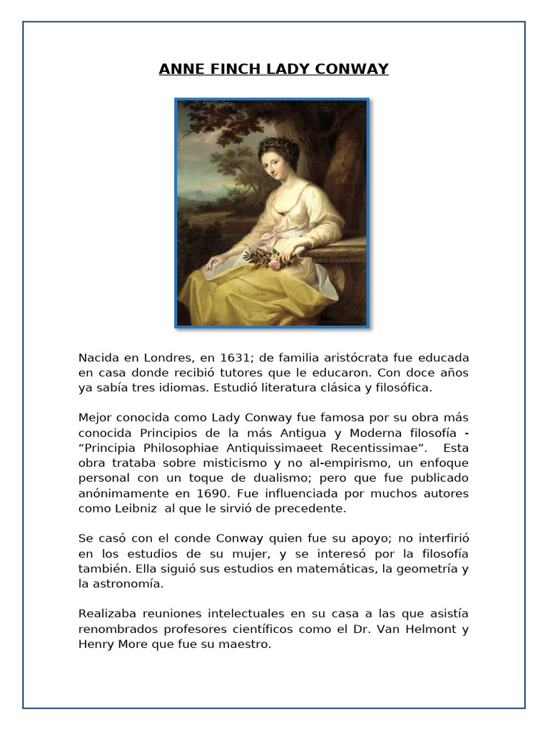 Anne Finch Lady Conway | PDF | Filosofía