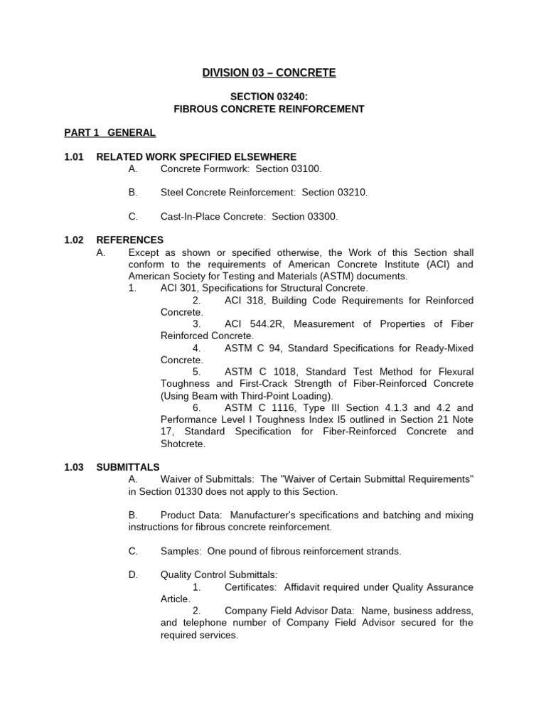 Fibrous Concrete Reinforcement | PDF | Concrete | Building Engineering