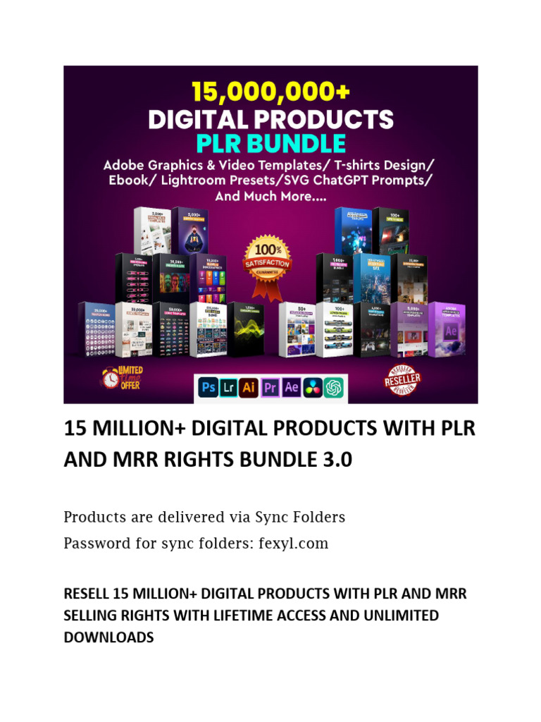 6 - 15 Million PLR Bundle | PDF | Word Press | Adobe Photoshop