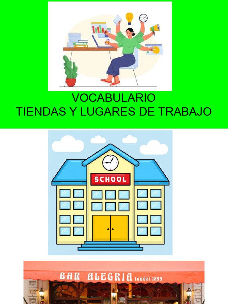 Vocabulario Tiendas y Lugares de Trabajo | PDF | Relaciones personales ...
