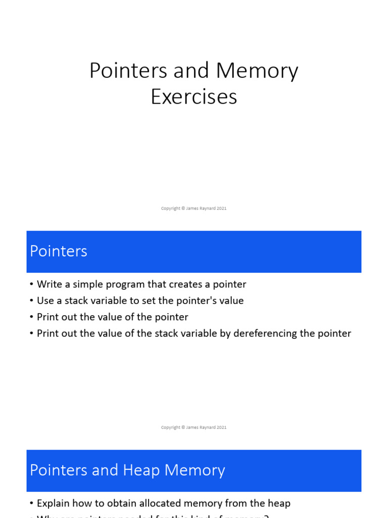 Pointers And Memory Exercises Pdf