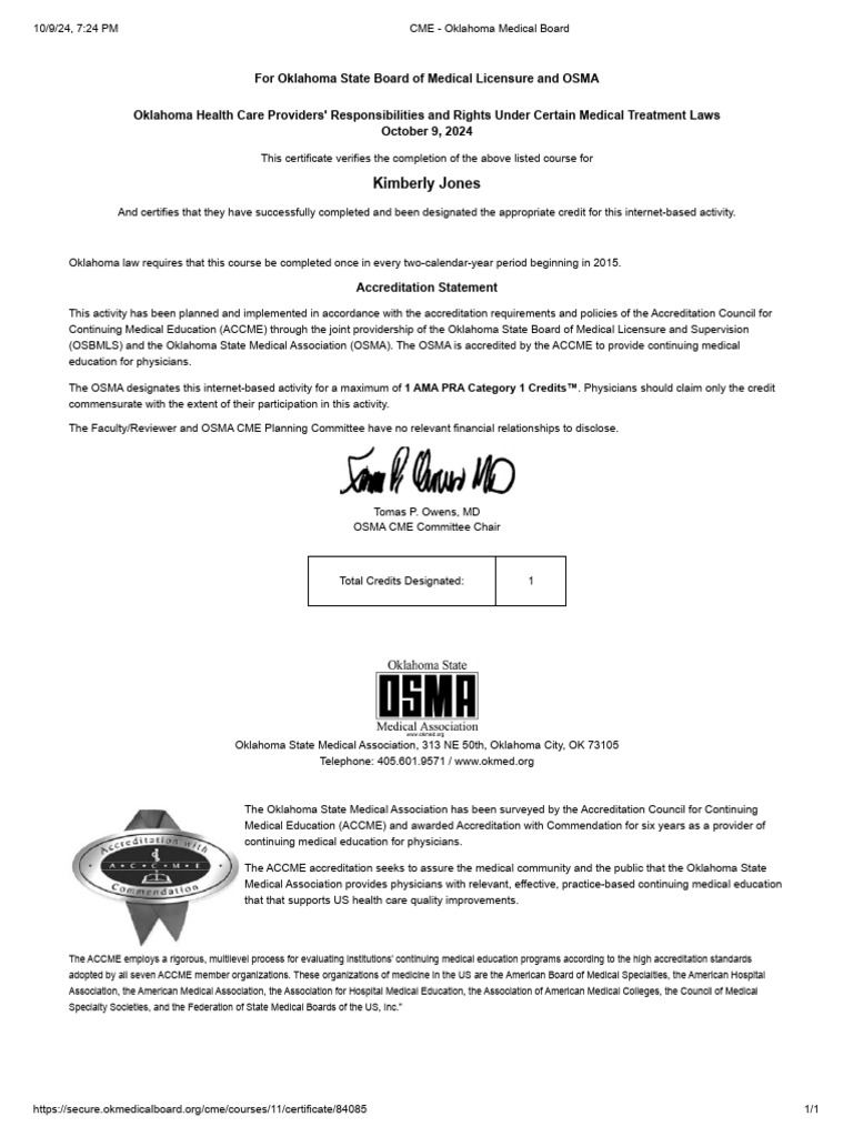 CME - Oklahoma Medical Board | PDF | Medical Education | Physician