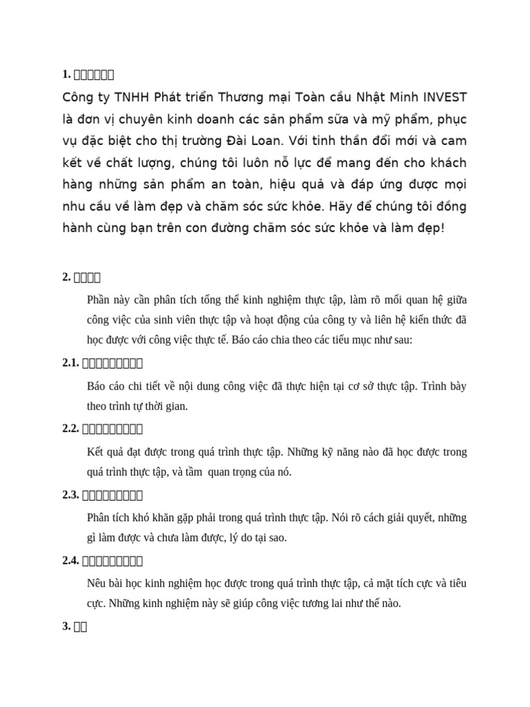 Mau Bao Cao Thuc Tap | PDF