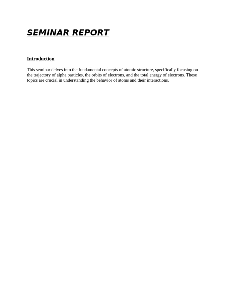 Atomic Structure Seminar Insights | PDF