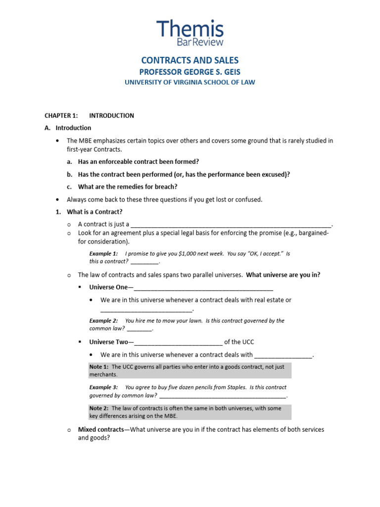 ALA Contracts Lecture Handout | PDF | Indemnity | Offer And Acceptance