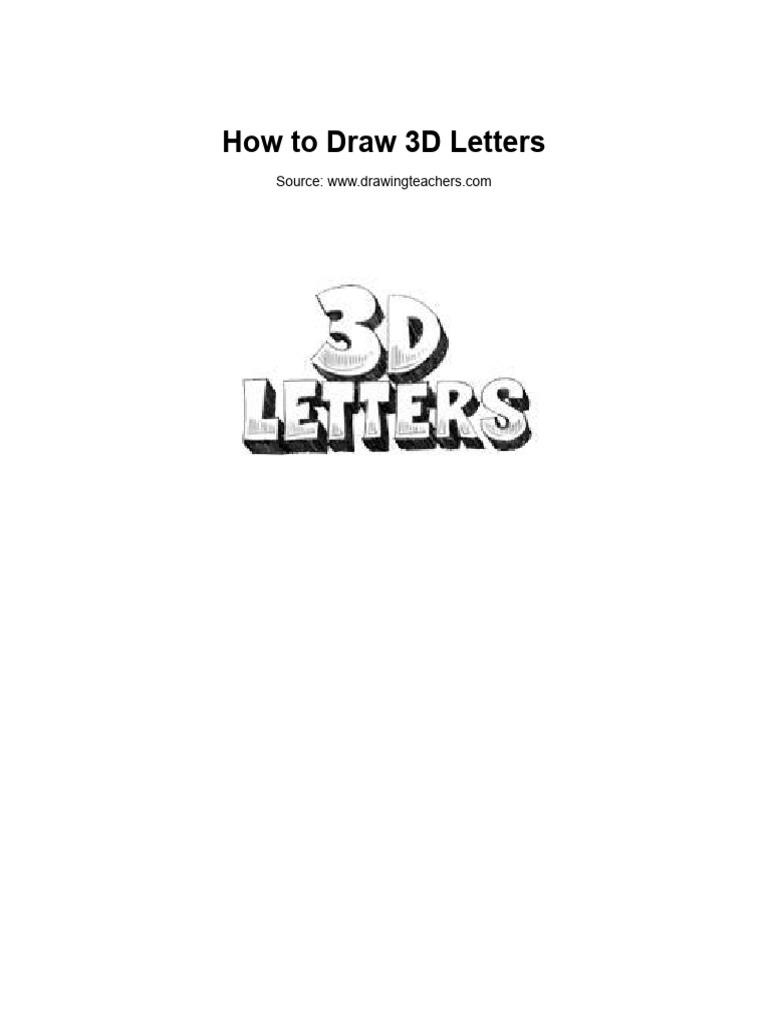 How To Draw 3D Letters - Exercise | PDF