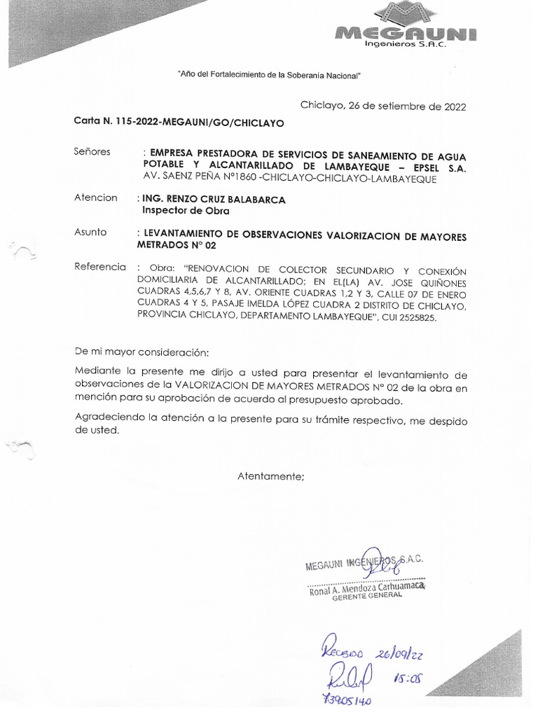 Valo 2 Mayores Met Contratista Quiñones | PDF