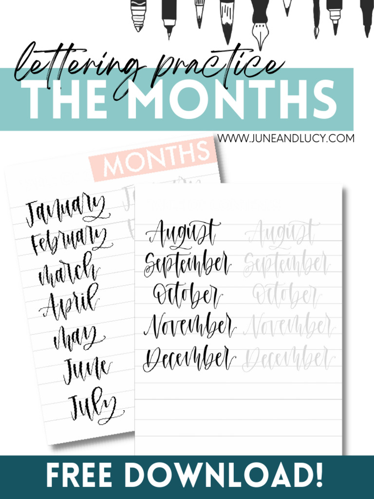 Letter The Months - Practice Sheets | PDF