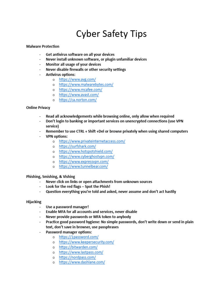 Cyber Safety Tips | PDF | Computers