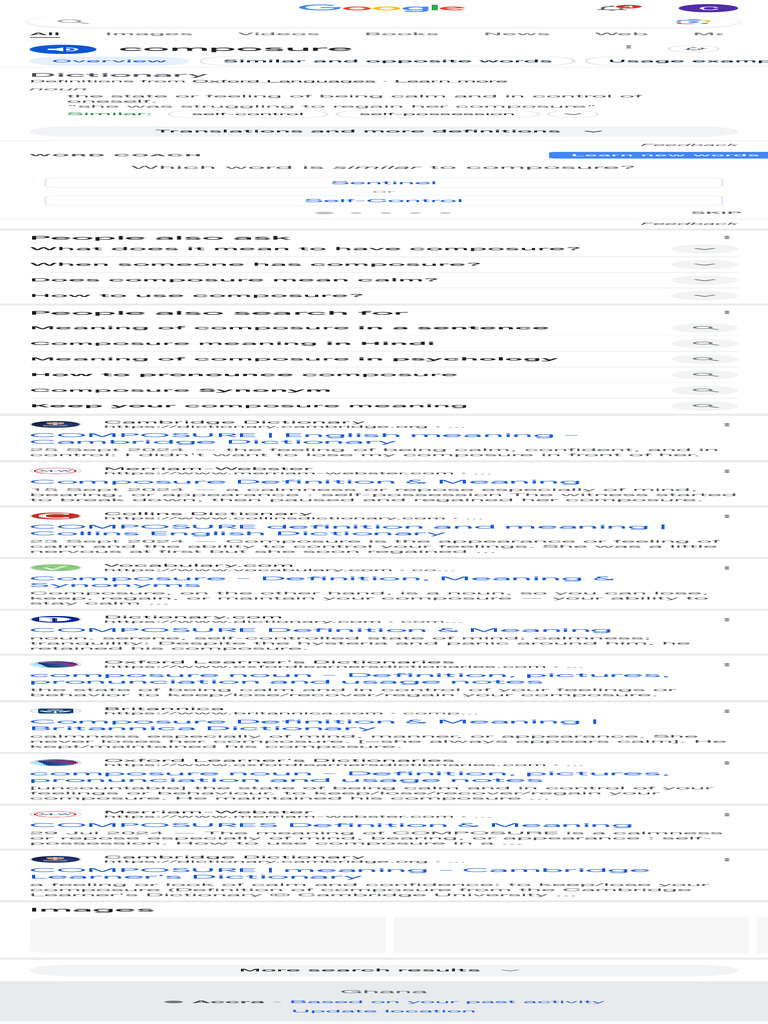 Meaning of Composure - Google Search | PDF | Dictionary | Feeling