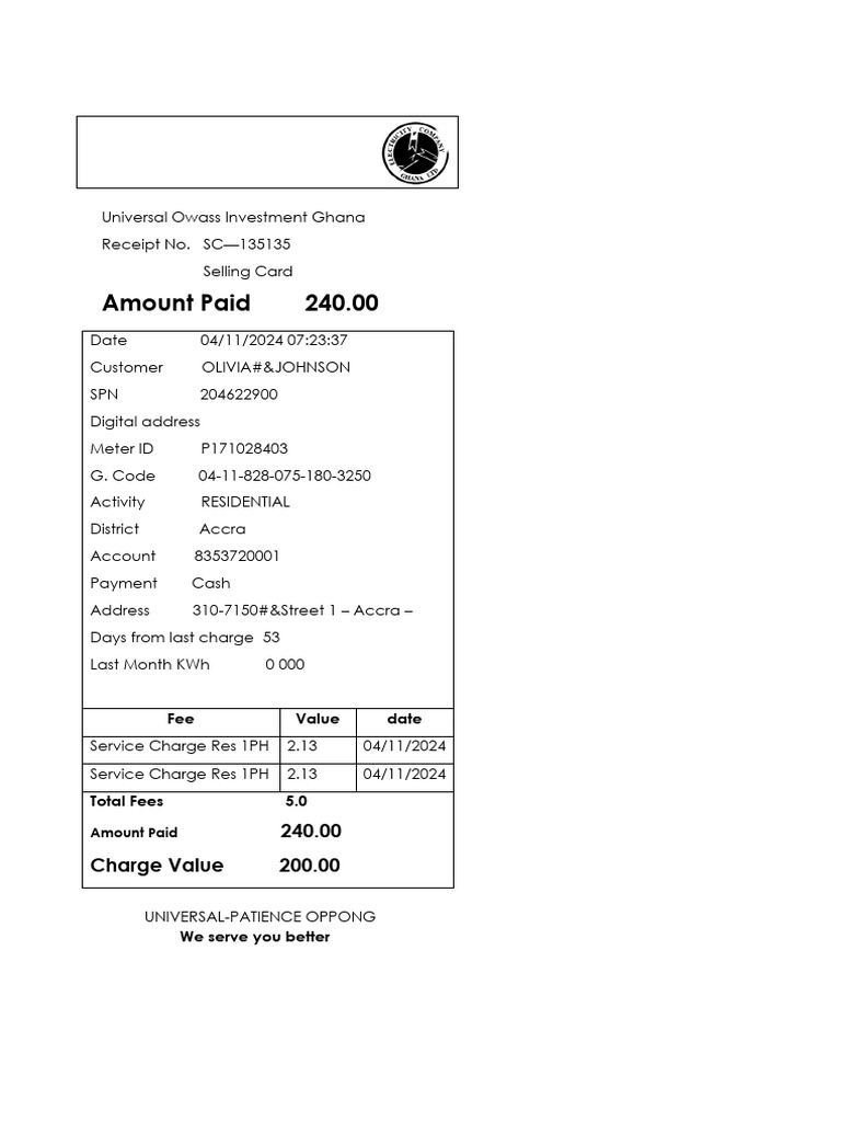 Prepaid Receipt | PDF