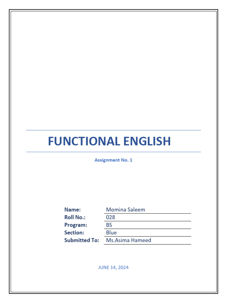 028 Momina Funceng Assignment1 | PDF | Goal | Learning