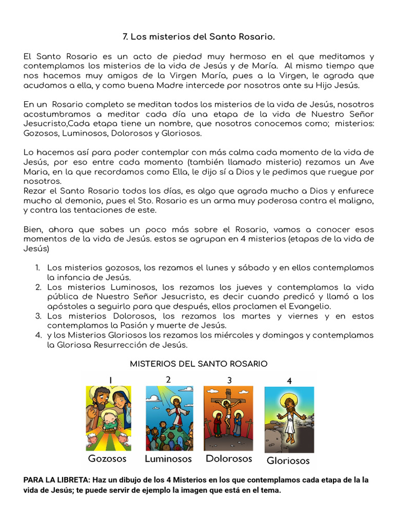 Los Misterios Del Santo Rosario. | PDF