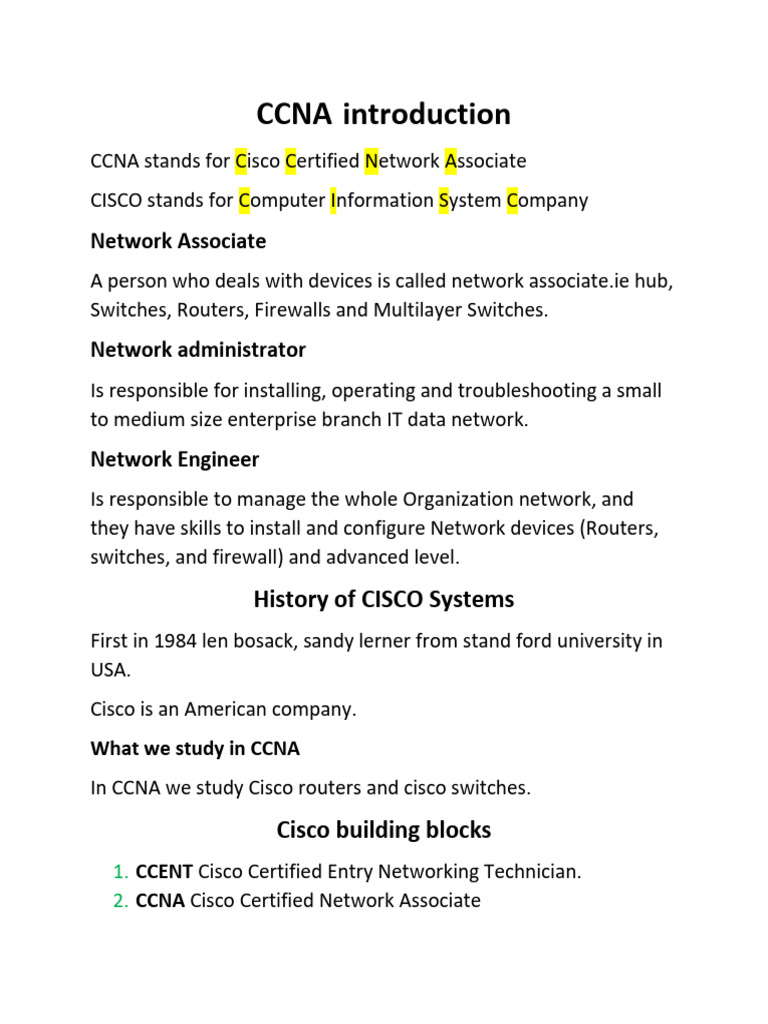 CCNA Introduction | PDF | Computer Network | Network Switch