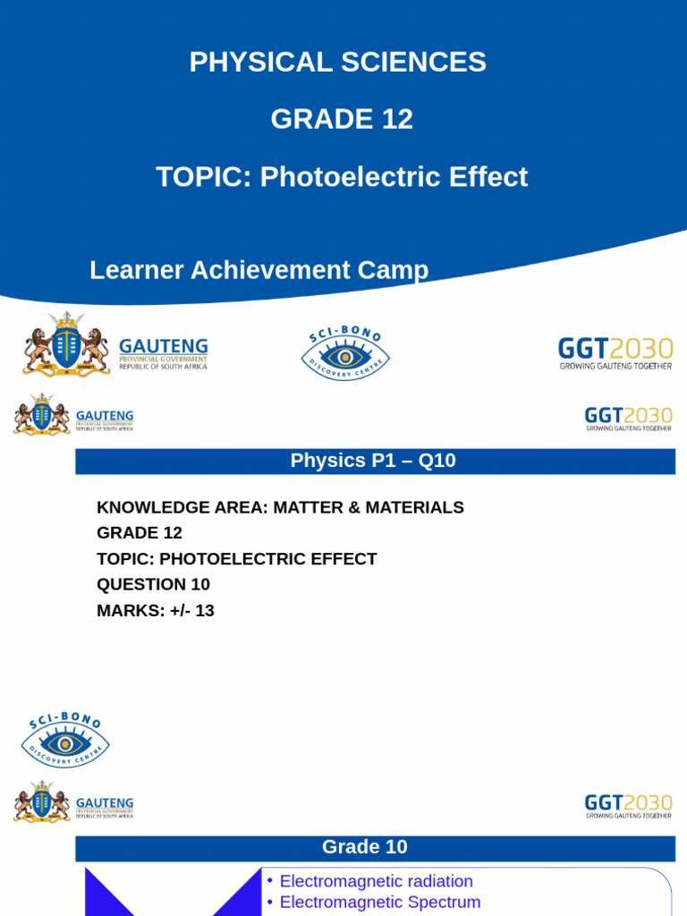 Grade 12 Photoelectric Effect Overview | PDF | Photoelectric Effect | Light