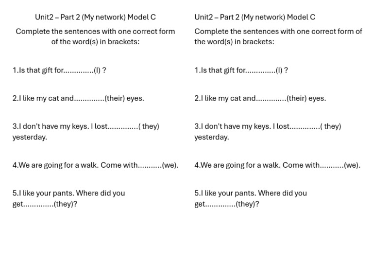 Sentence Completion Exercise: Pronouns | PDF | Games & Activities ...