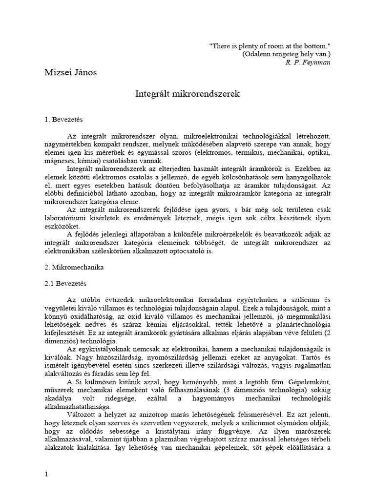 Mikronano Jegyzet Mizsei | PDF