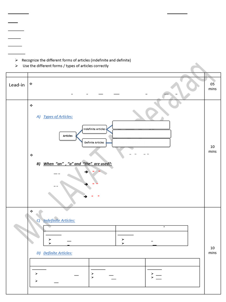 Unit 02 - Definite and Indefinite Articles - (Grammar) | PDF ...