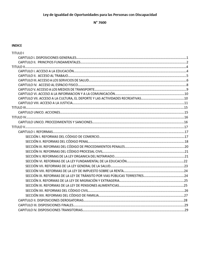 Ley 7600. Igualdad de Oportunidades para Las Personas Con Discapacidad ...