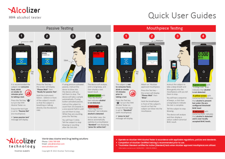 Alcolizer HH4 Quick User Guide | PDF