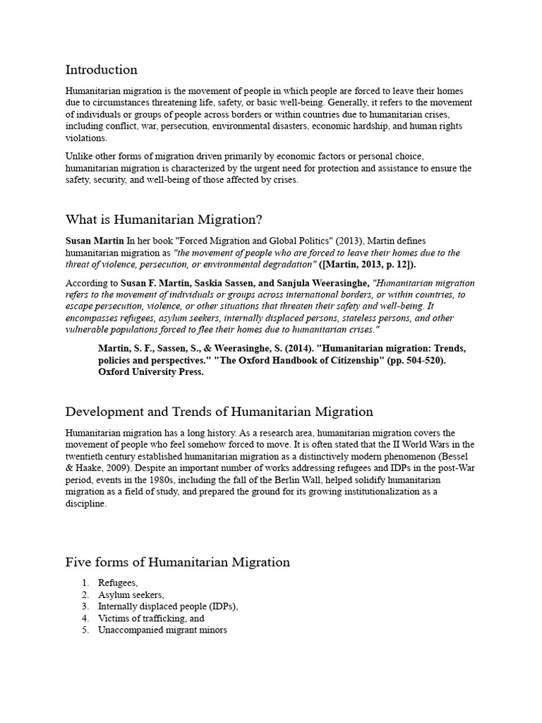 Humanitarian Migration | PDF | Refugee | Asylum Seeker
