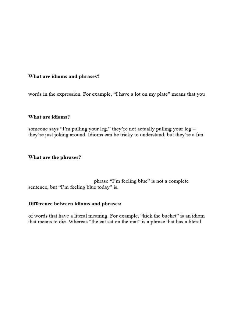 Idioms and Pharases Lab Exercise | PDF | Idiom | Linguistics