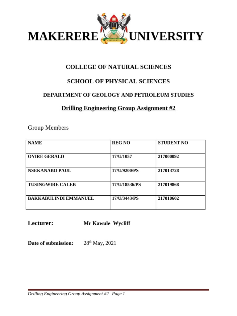 Drilling Engineering Assignment 2 | PDF | Casing (Borehole) | Blowout (Well Drilling)