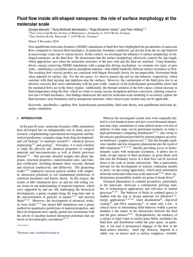 Fluid Flow Inside Slit-Shaped Nanopores: The Role of Surface Morphology ...