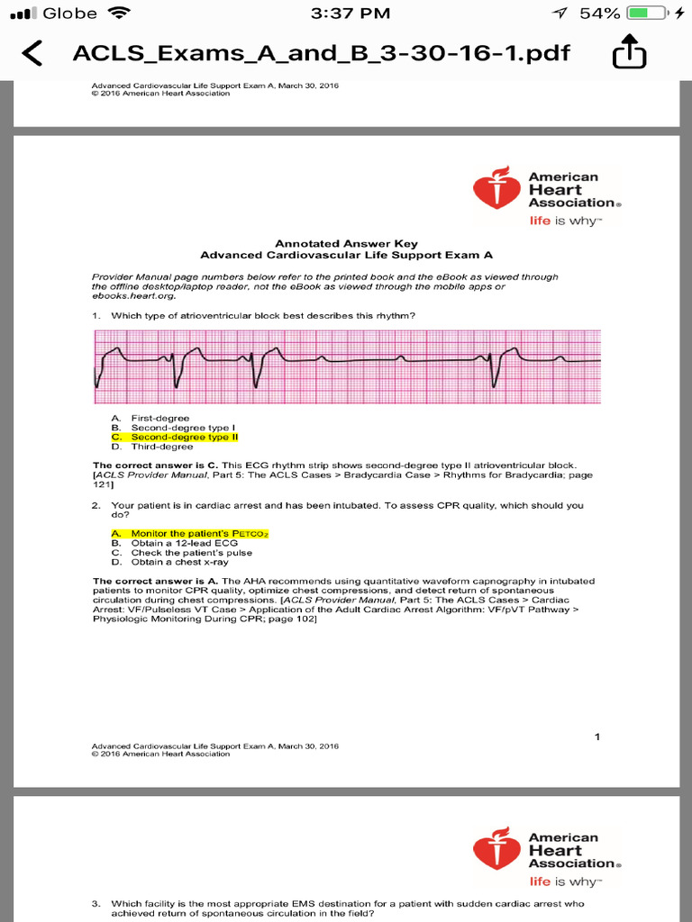 ACLS Exam A | PDF