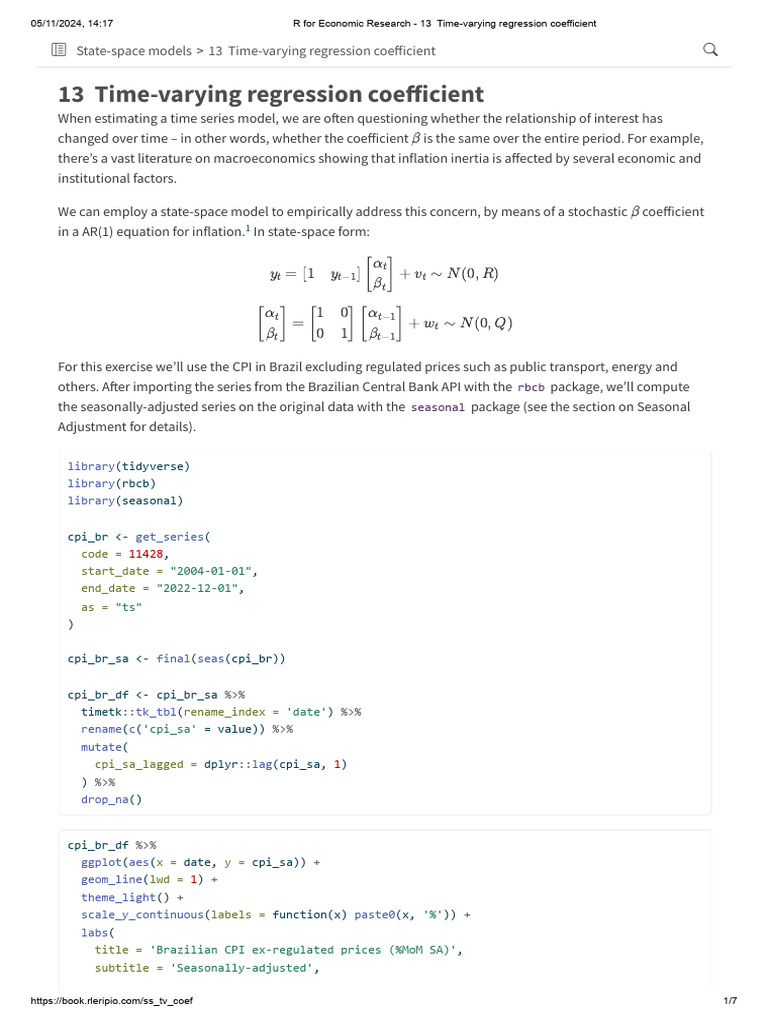 R For Economic Research - 13 Time-Varying Regression Coefficient | PDF | Matrix (Mathematics ...