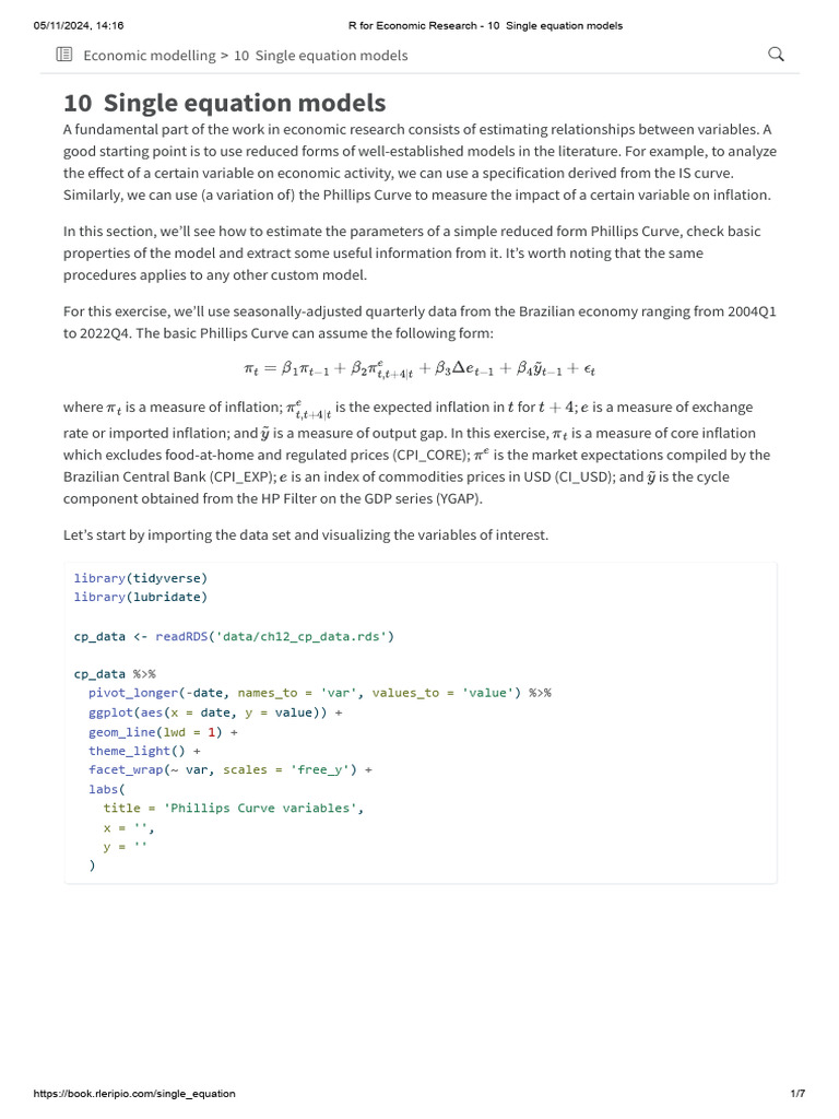 Estimating the Phillips Curve in R | PDF | Vector Autoregression ...