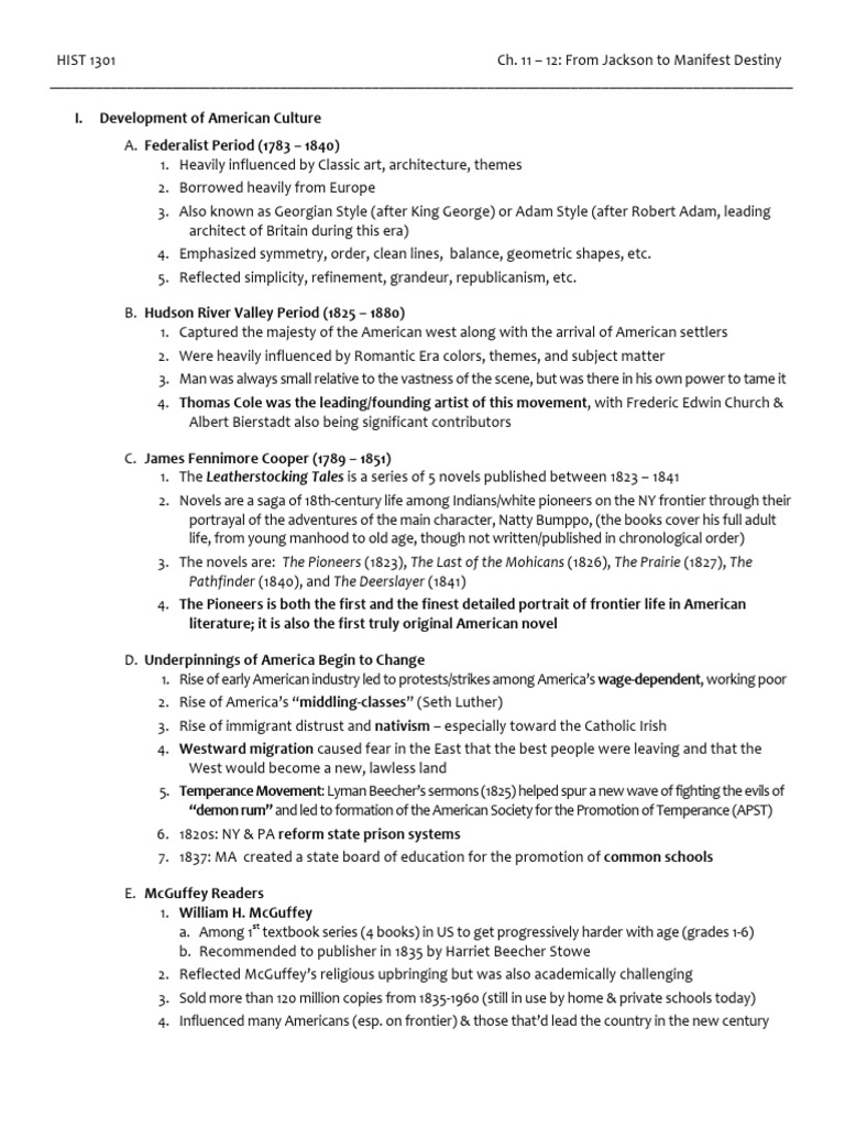 HIST 1301-Ch. 11 Notes, Jackson To Manifest Destiny | PDF | Christian ...