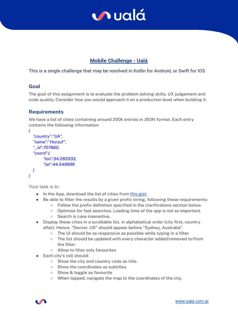 Mobile Challenge - v0.5 | PDF | Swift (Programming Language) | String ...