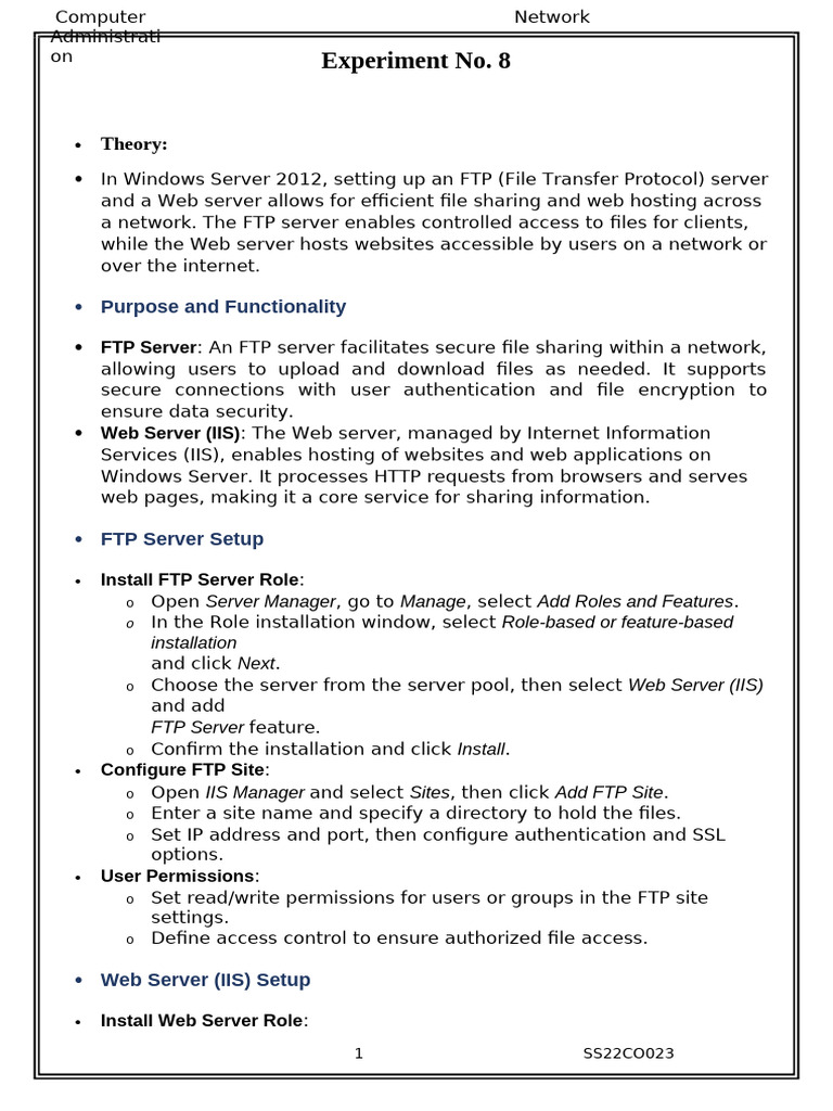 Exp 8 | PDF | File Transfer Protocol | World Wide Web