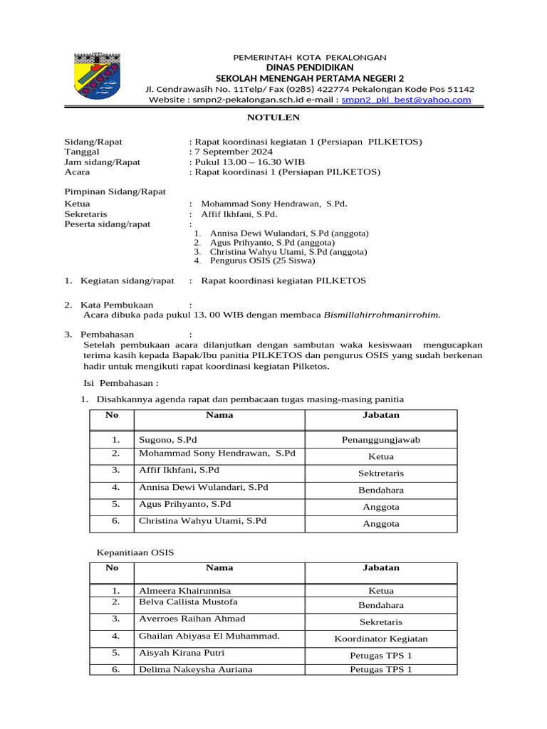 NOTULA Dari Afif Edit | PDF