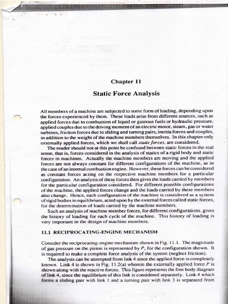 SS Rao Chapter 11 Static Force Analysis | PDF