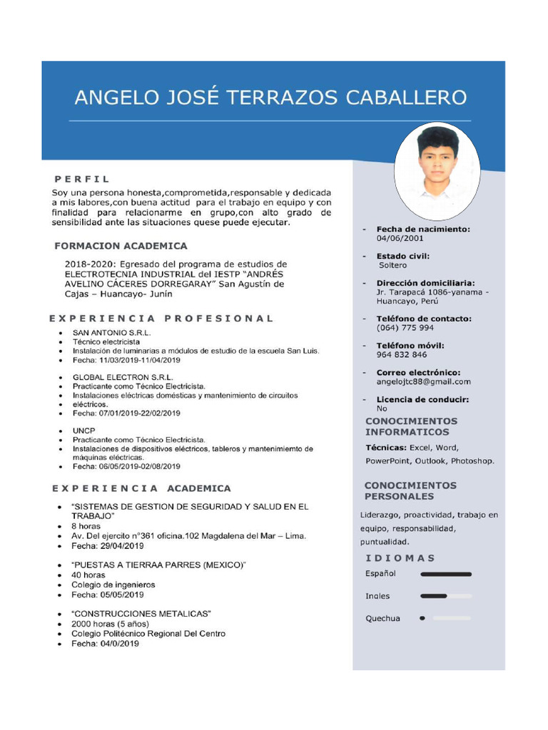 CV Angelo Terrazos Caballero 2022 | PDF