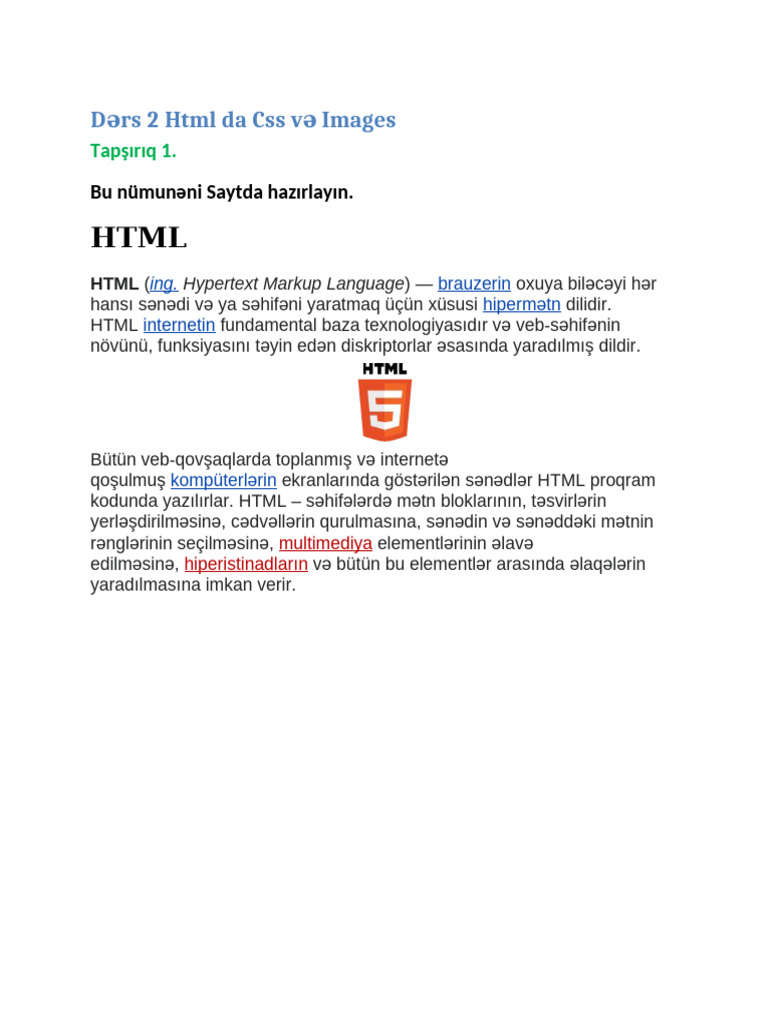 2.HTML in Css and Links, Img | PDF