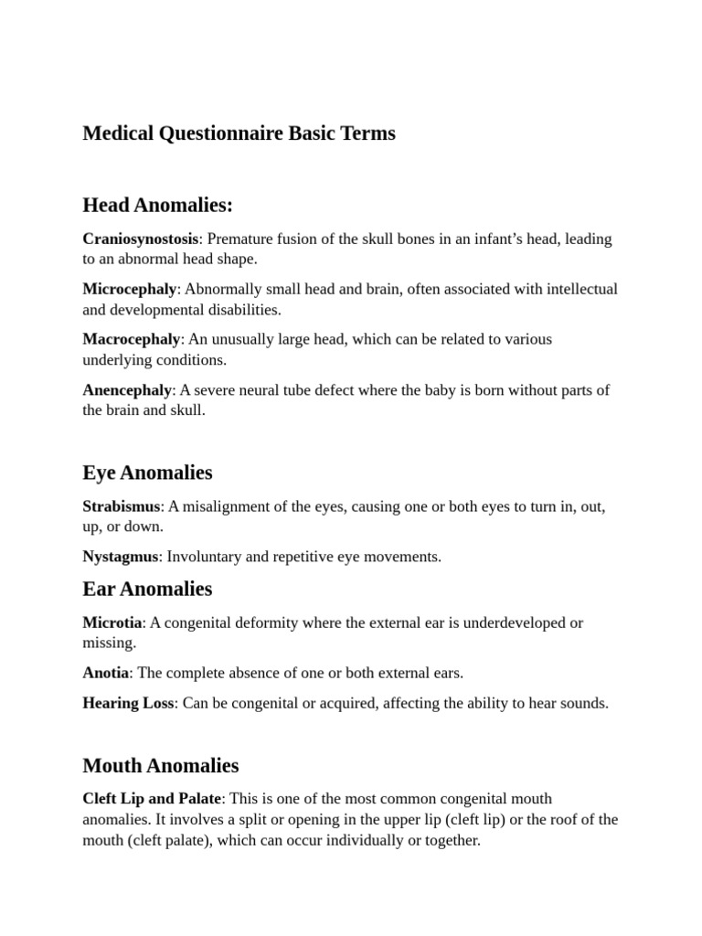 Medical Terms for Congenital Anomalies | PDF | Clinical Medicine ...