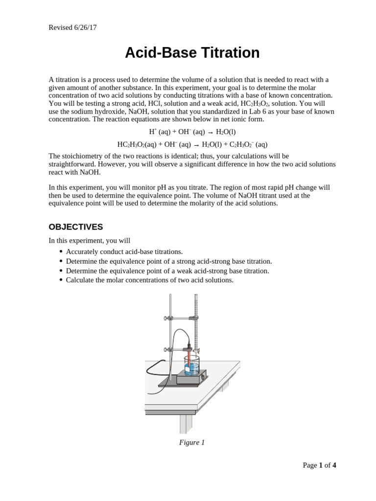 Acid-Base Titration Experiment Guide | PDF | Titration | Chemistry