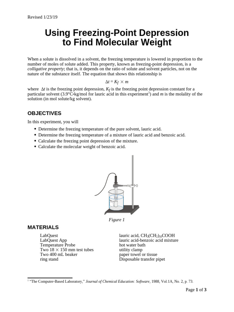 Freezing-Point Depression Lab Guide | PDF | Mole (Unit) | Chemistry