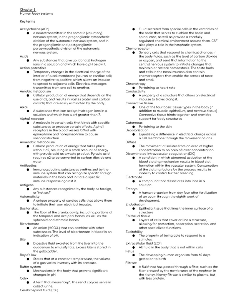 Human Body Systems Key Terms | PDF | Heart | Atrium (Heart)