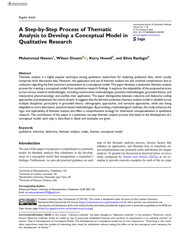 A Step-By-Step Process of Thematic Analysis To Develop A Conceptual ...