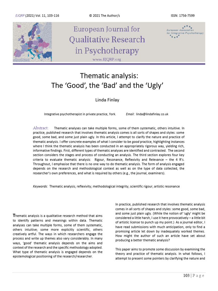 Thematic Analysis The Good, The Bad and The Ugly | PDF | Methodology ...