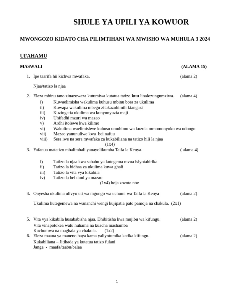 Mwongozo Kis F 2024 | PDF