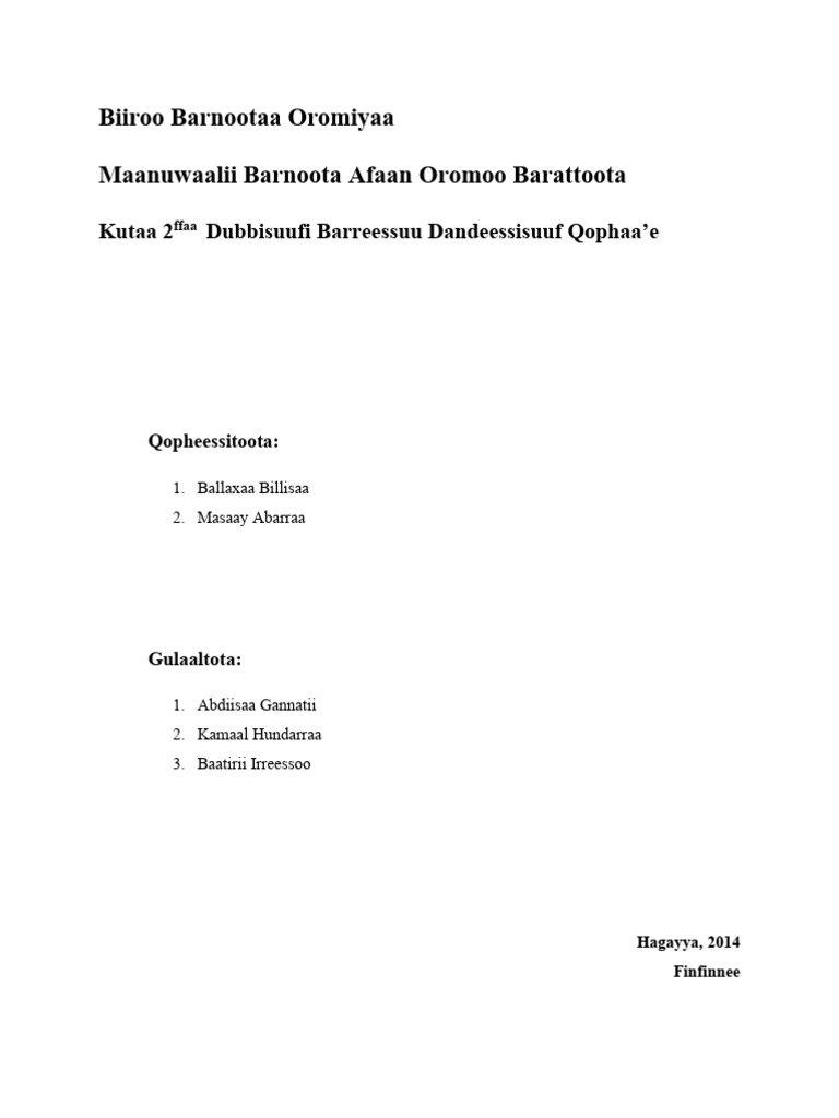 Afaan Oromoo Kutaa - 2ffaa | PDF