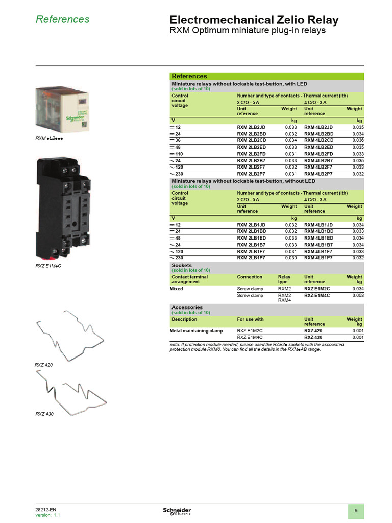 RXM Miniature Relay Specifications | PDF | Relay | Electronic Engineering