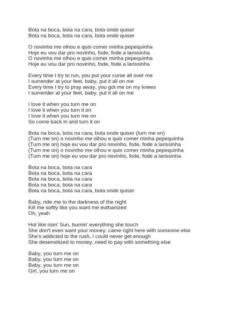 Bota Na Boca, Bota Na Cara, Bota Onde Quiser | PDF