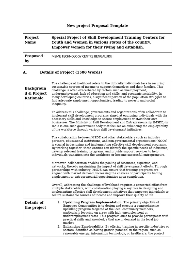 Project Template | PDF | Empowerment | Entrepreneurship