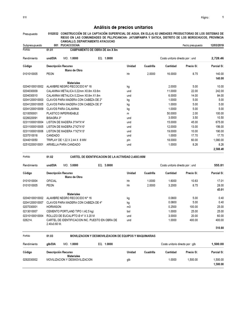 Apu Pucaccocha | PDF | Presupuesto